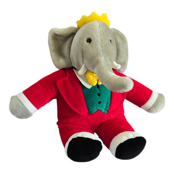 Gund | Toys | Vintage 988 Babar Plush Stuffed Elephant Red Suit W Crown ...